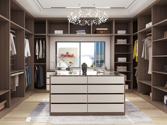 modern warm melamine u shaped walk in closet – Rungranda